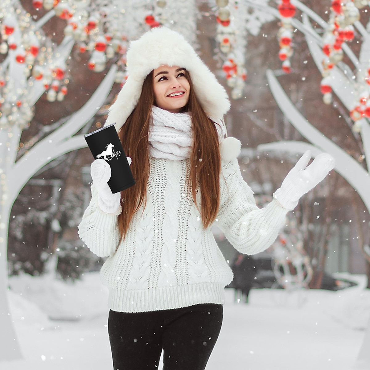 Yipaidel Horse Heartbeat 20 OZ Stainless Steel Vacuum Insulated Tumblers Lids Mug, Inspirational Gifts for Sister Best Friends Coworkers, Mothers Day Christmas, Gifts for Mom From Daughter