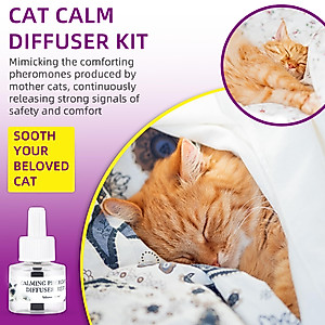 G · PEH Cat Pheromones Calming Diffuser, 2 Pack Premium Pheromone Diffuser for Cats, Cat Calming Diffuser with 2 Diffuser + 2 Refill 48ml Vial Relieve Anxiety Stress for Cats Calm for 60 Days