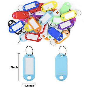 Plastic Key Tags 220 Pcs, Key Labels with Ring and Label Window, Key Chain ID Tags, Key Identifiers for Name, Luggage 10 Colors