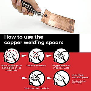 scottchen PRO Welding Spoon Copper Welding Spoon Welders Helper,3 Plate Set, Flat/Curved/Angle Copper Paddle Backer