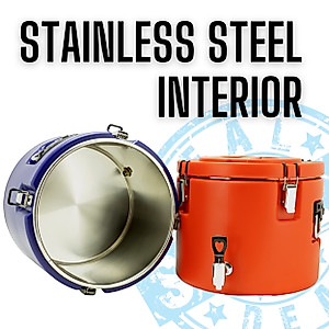 5 Gallon Insulated Beverage Cooler: Dispenser with Stainless Steel Interior and Spout/Spigot, Portable Sports Cooler for Camping, Outdoors - Fun Round Water Jug - Stackable