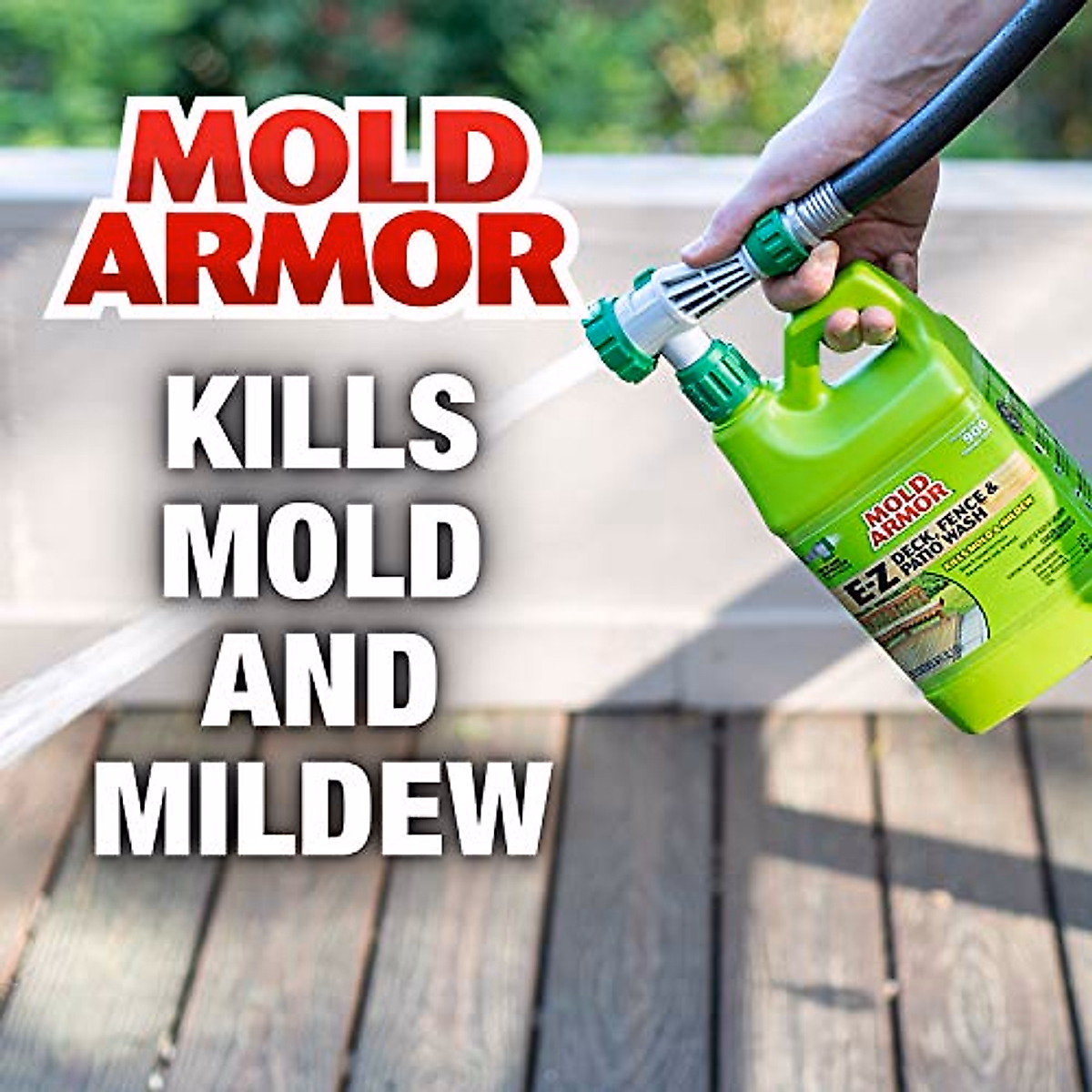 Mold Armor E-Z Deck, Fence and Patio Wash, 64 oz., Restores Natural Look, Kills Mold and Mildew, Convenient Hose-End Adapter, Ideal for Preparing Surfaces