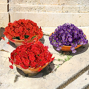 WILLBOND 12 Bundles Faux Flowers Decorative Artificial Shrubs Bushes Outdoor UV Resistant No Fade Faux Plastic Plants for Floral Arrangement Home Patio Porch Garden Decor (Purple)