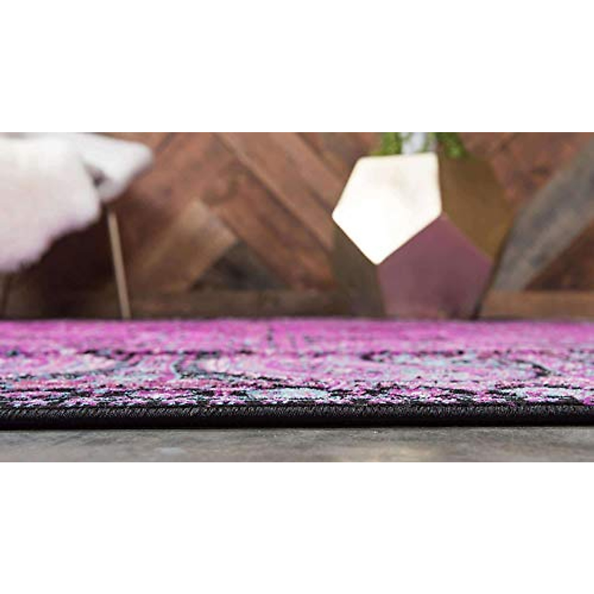 Unique Loom Imperial Collection Paisley, Distressed, Border, Vintage, Modern, Abstract Area Rug, 8 ft x 11 ft 6 in, Lilac/Black