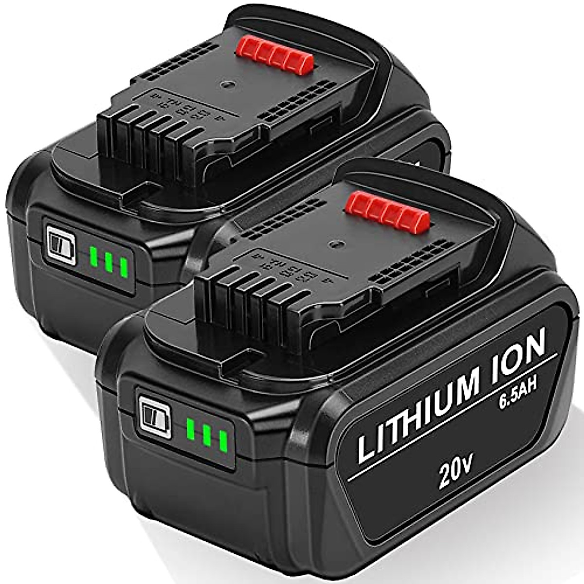 JYJZPB 2 Pack 6.5Ah Replace Battery for De-Walt 20V MAX Battery DCB200 DCB204 DCB206 DCB206-2 DCB201 DCB203 DCB181 DCB180 DCD/DCF/DCG 20 Volt XR Battery