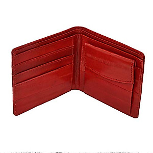 Vidlea Slim Genuine Eel Skin Wallet biFold Wallet Credit Card Holder Coin Purse (Red)