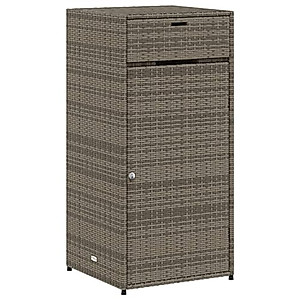 Gecheer Patio Storage Cabinet Outdoor Garden Storage Organizers Gray 21.7"x21.7"x43.7" Poly Rattan 0223078C 0224078C