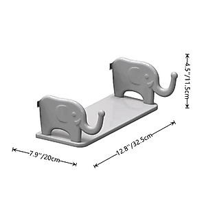 CURTEK 2 Pack Floating Wall Shelves Small Bluetooth Speakers Wall Stents Display Shelf No Drill Wall-Mounted Storage Rack,for Bedroom Bathroom Living Room Kitchen Wall Decor and Storage,Grey