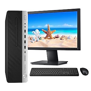 HP 800 G3 Small Form Computer Desktop PC, Intel Core i5-6500 3.20GHz Processor, 16GB Ram, 256GB NVMe SSD + 2TB HDD, New 24-inch Monitor, WiFi & Bluetooth, Wireless Keyboard Mouse, Windows 10 (Renewed)