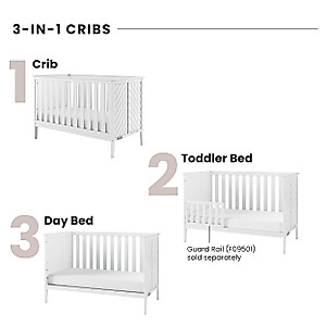 Child Craft Atwood 3-in-1 Convertible Crib, Baby Crib Converts to Day Bed, Toddler Bed, 3 Adjustable Mattress Positions, Non-Toxic, Baby Safe Finish (Matte White)