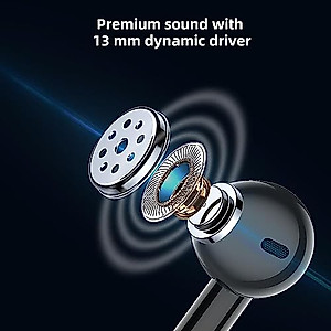 RETROQ J101 Wireless Earbuds HiFi Sound Bluetooth Headphones ENC Noise Cancelling Earphones for HD Calls Comfort Fit Bluetooth Ear Buds with IPX6 Waterproof for iPhone Android (White)