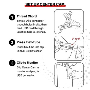 Center Cam Middle-Screen Webcam - 1080p Plug & Play USB Webcam, Adjustable Webcam for Laptop and Desktop for Home Video Conferences