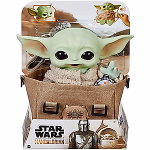 Mattel Star Wars Grogu Plush 10-inch Toy, Character Figure with Soft Body, Sounds & Carrier, Inspired by Star Wars The Mandalorian