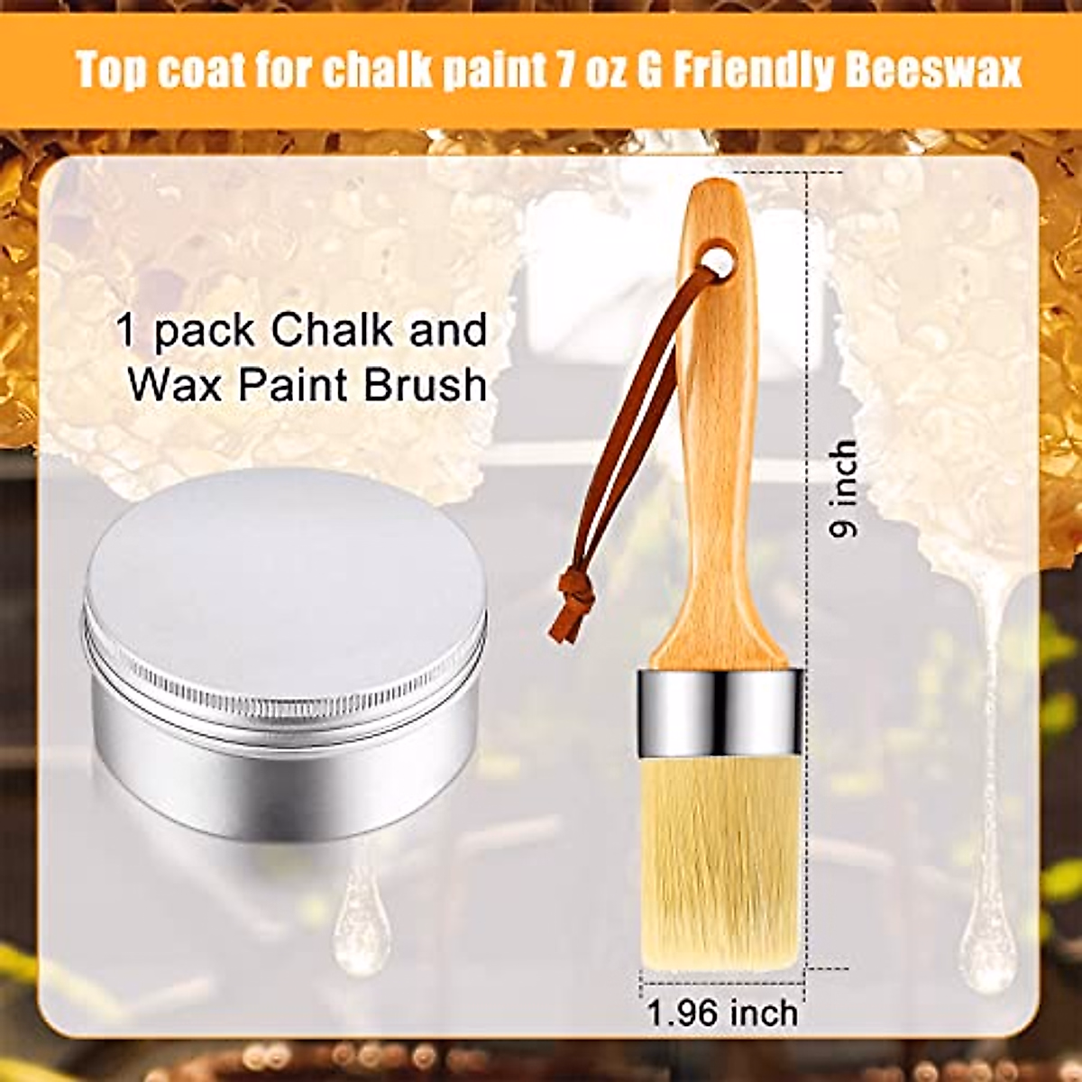 Clear Finishing Wax Furniture Finishing Wax 7 oz Chalk Paint Sealing Wax with Chalk and Wax Paint Brush for Painting or Waxing Interior Furniture, Cabinets, Walls, Home Decor Accessories