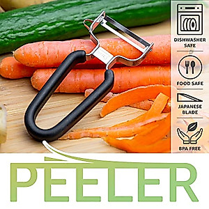 LURCH Germany Universal Ultra Sharp Stainless Steel Vegetable Y Peeler for Potatoes, All Fruits & Veggies | Non-Slip Comfortable Handle | 5.1 x 2.3 Inches / 13 cm x 6 cm - Black