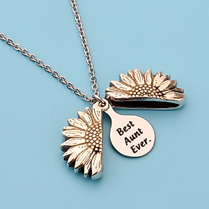 BEKECH Aunt Gift Best Aunt Ever Sunflower Necklace Aunt Appreciation Jewelry Mother’s Day Gift for Aunt from Niece Nephew Auntie to Be Gift (best aunt ever)