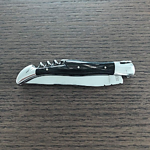 Laguiole en Aubrac Handmade Luxury Shiny Folding Pocket Steak Knife, 4.75-in (12 cm), Buffalo Horn Handle