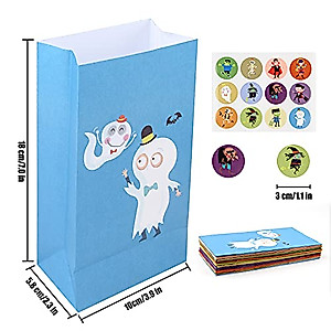 KIMOBER 36pcs Halloween Paper Gift Candy Bags,Trick or Treat Goodie Bags With Sticker For Halloween Party Favor Supplies