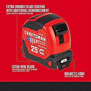 CRAFTSMAN Tape Measure, PROREACH, 25-Foot (CMHT37665S)