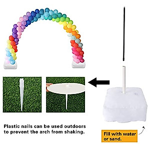 RUBFAC Balloon Arch Stand, 10ft Wide Adjustable Balloon Arch Kit with Water Fillable Base, 60pcs Balloon Clip, Balloon Strip, Tie Tool, for Wedding Birthday Party Supplies Halloween Decoration