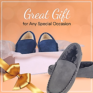 Clarks Women's Venetian Moccasin Slippers, LB0285 Suede IndoorOutdoor Close Back SlipOns with Faux Fur Lining & Gripped TPR Outsole Ladies Cozy Loafers for Driving Lounging & More, Cognac, 8.5