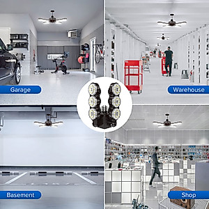 SANSI LED Garage Light, 60W (480W Equivalent) LED Shop Light 6000lm 5000K Daylight Super Bright E26 LED Garage Ceiling Lights with 4 Adjustable Panels for Garage, Warehouse, Basement, 5 Years Warranty