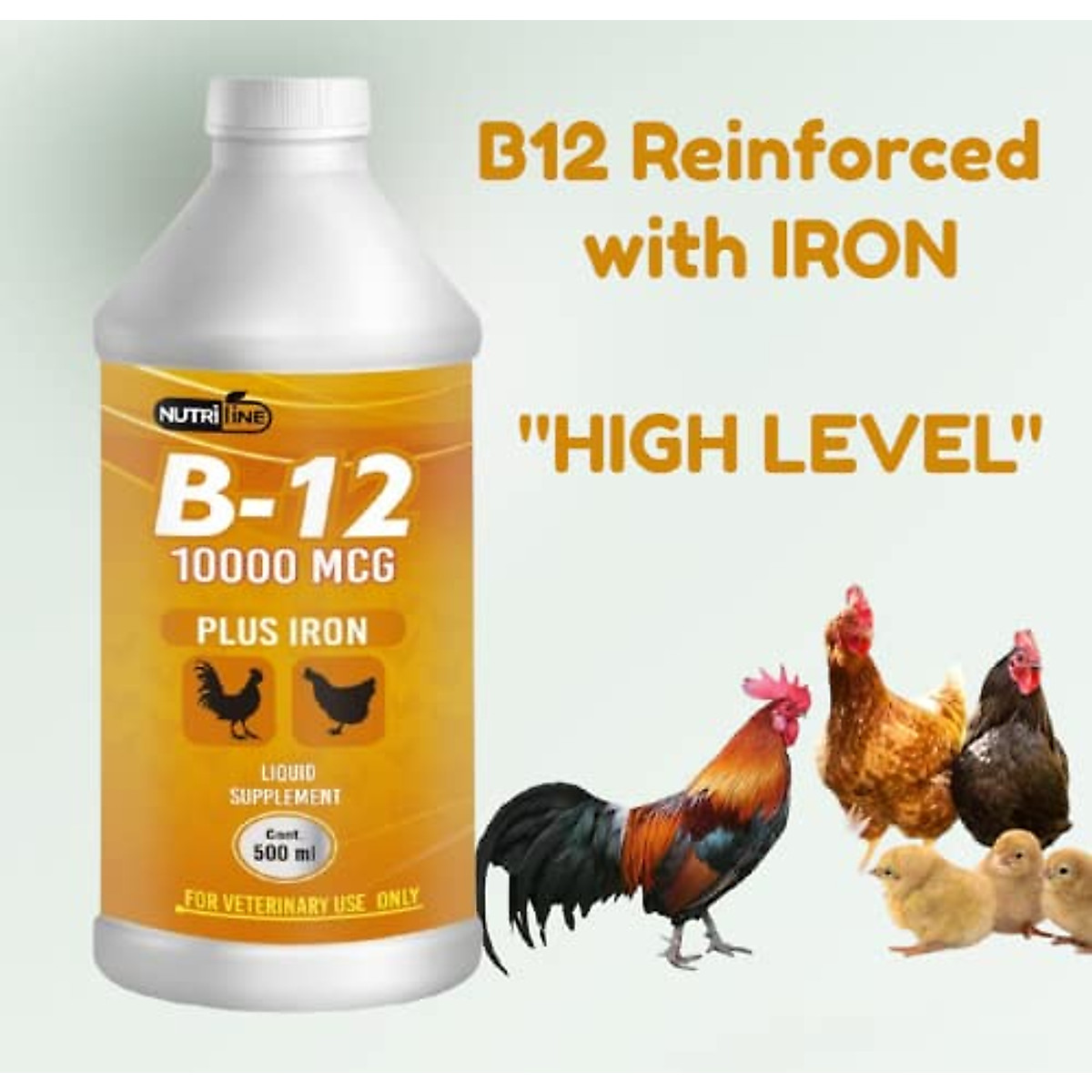 NUTRILINE B-12 for Poultry - Multivitamin Booster for Rooster, Hens, Chicken, Vitamin Recovery Liquid 16 onzas