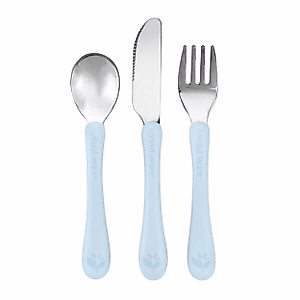 Green Sprouts® Stainless Steel & Sprout Ware® Kids' Cutlery, 12mo+, Plant-Plastic, Dishwasher Safe, Ergonomic, Tested for Hormones - Light Blueberry
