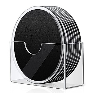 6 Pieces Acrylic Drink Coasters with Holder Round Cup Holder Coasters Tabletop Acrylic Coasters Anti-Slip Cup Holders for Housewarming Tabletop Protection Room Bar Party Decor