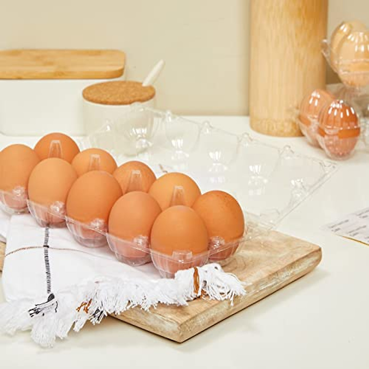 36 Pack Egg Cartons Bulk Holds 10 Chicken Eggs with Date Labels, Clear Plastic Tray