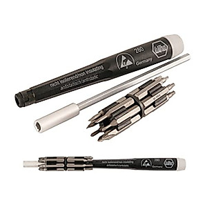 Wiha 75093 16 Piece System 4 ESD Slotted, Phillips and Torx Micro Bit Set