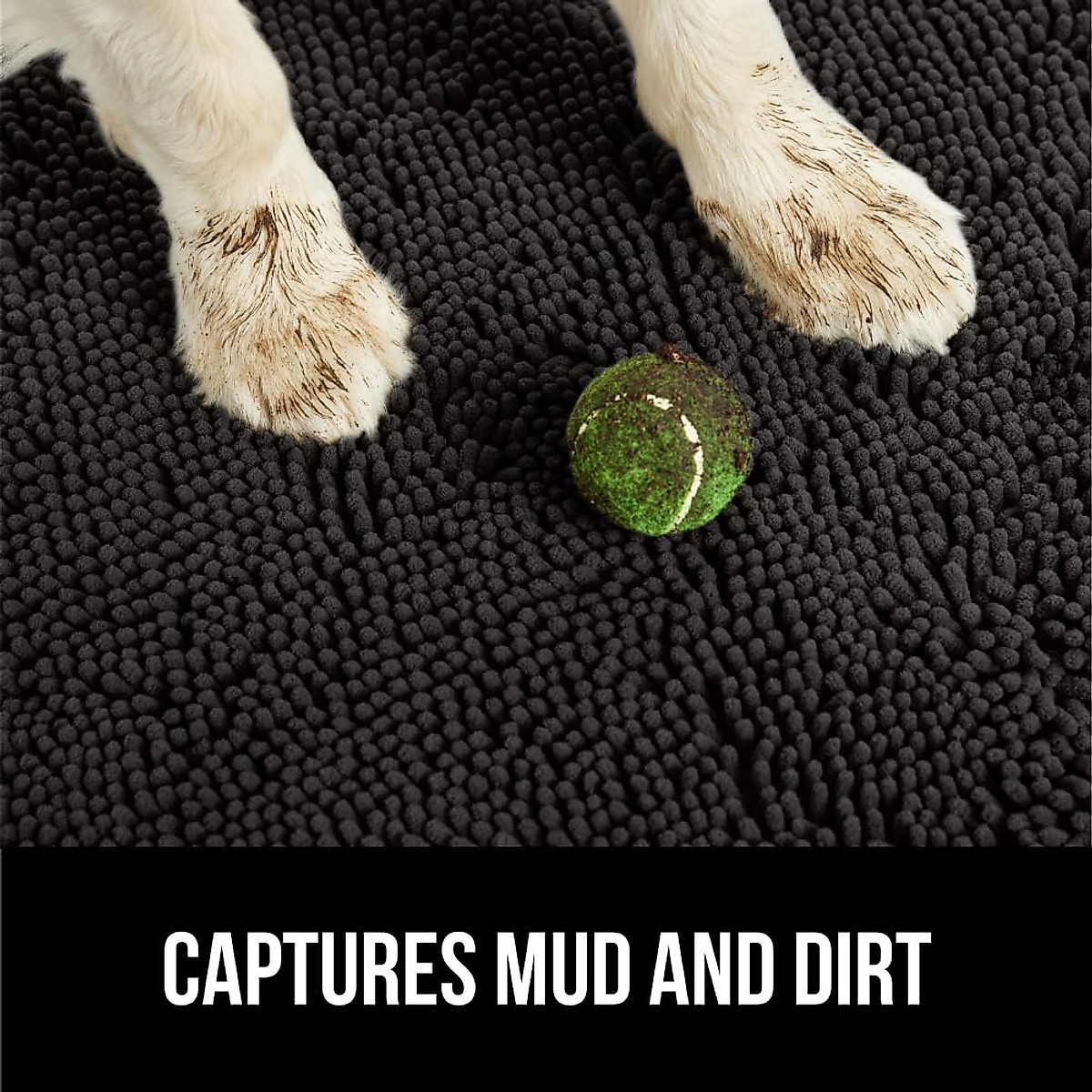 Gorilla Grip Ultra Absorbent Grippy Doormat for Muddy Dog Paws, 36x24 Machine Washable Soak Stopper Rugs Cleaner Floors, Bed Mat for Dirty Dogs, Indoor Entrance Door Rug Pet Bed Mats Black