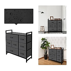 AZL1 Life Concept Storage Dresser Furniture Unit - Large Standing Organizer Chest for Bedroom, Office, Living Room, and Closet - 7 Drawers Removable Fabric Bins - Dark Grey