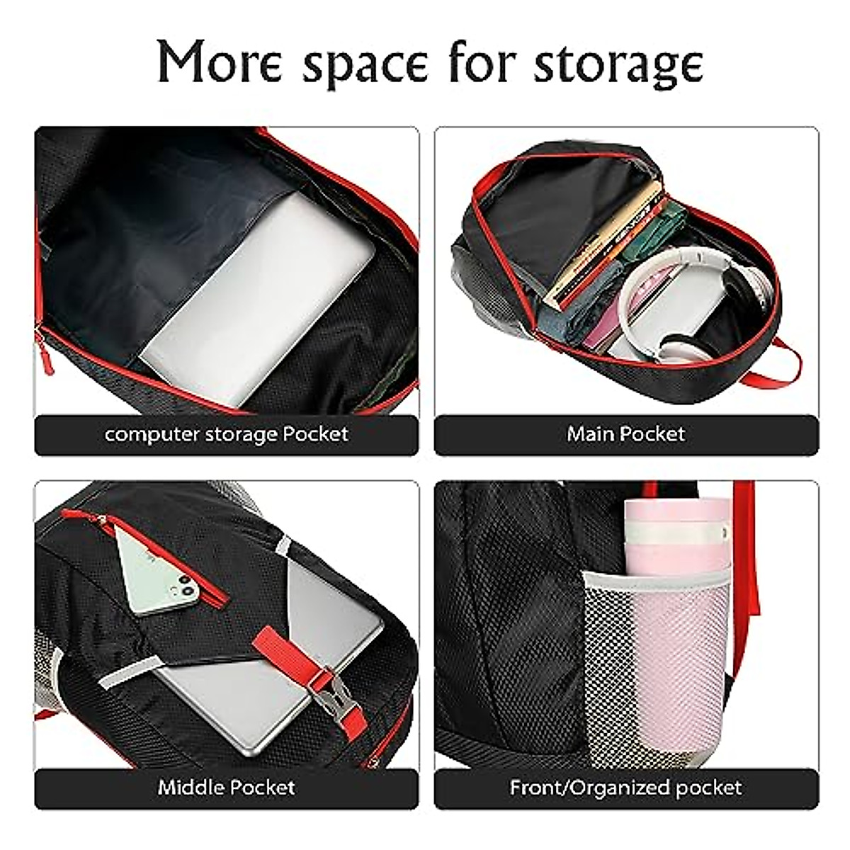 AMO NENES 25~30L Lightweight Hiking Backpack, Foldable Waterproof Packable Backpack for Travel Camping Outdoor Hiking Daypack (Black)…