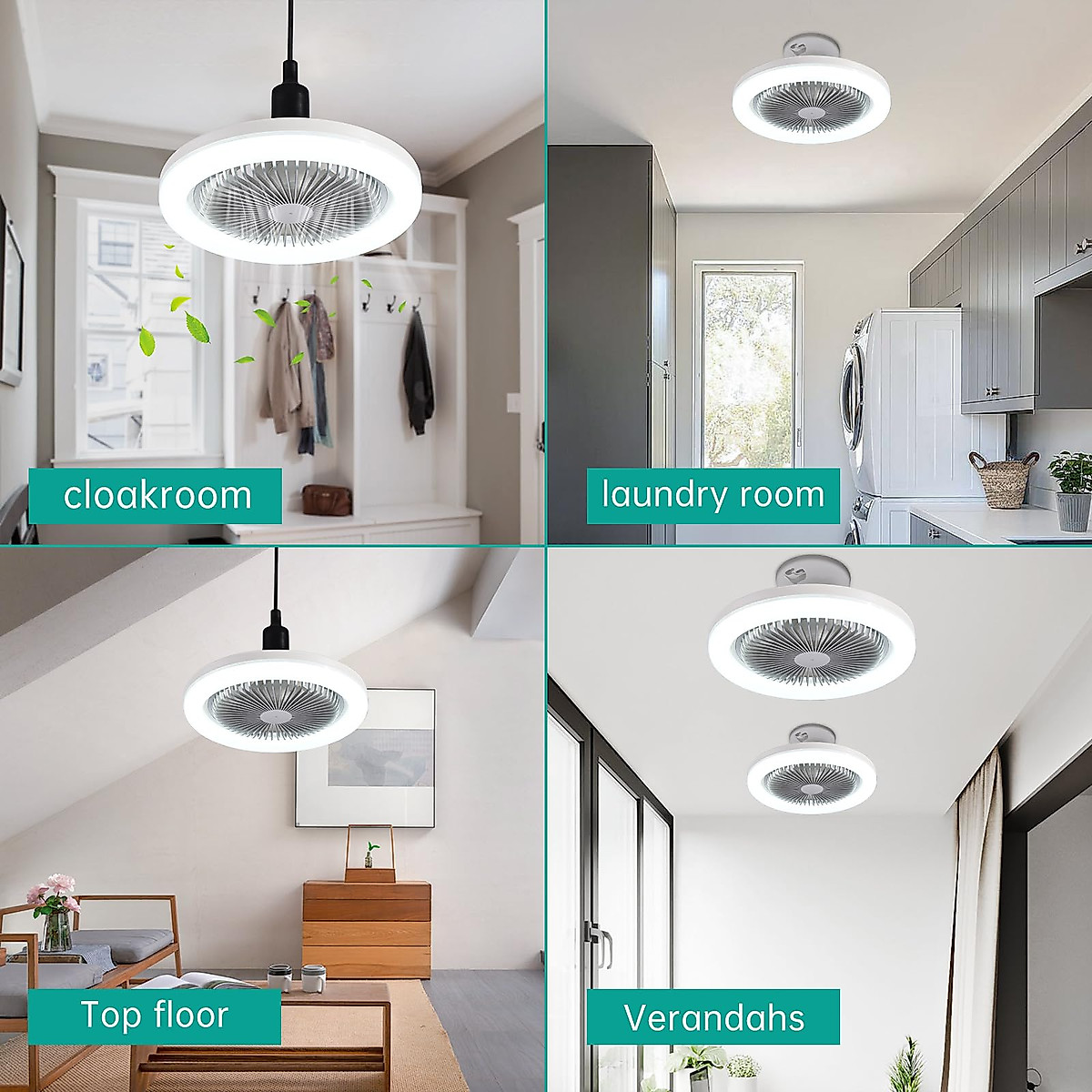 CICIYIG Small Ceiling Fan Indoor with Lights Bulb 10" E26 Screw Base Enclosed Ceiling Fan with Lights 30W Low Profile Ceiling Light Fan for Kitchen Garage RV Basement Socket Fan Light 6500K (White-1)