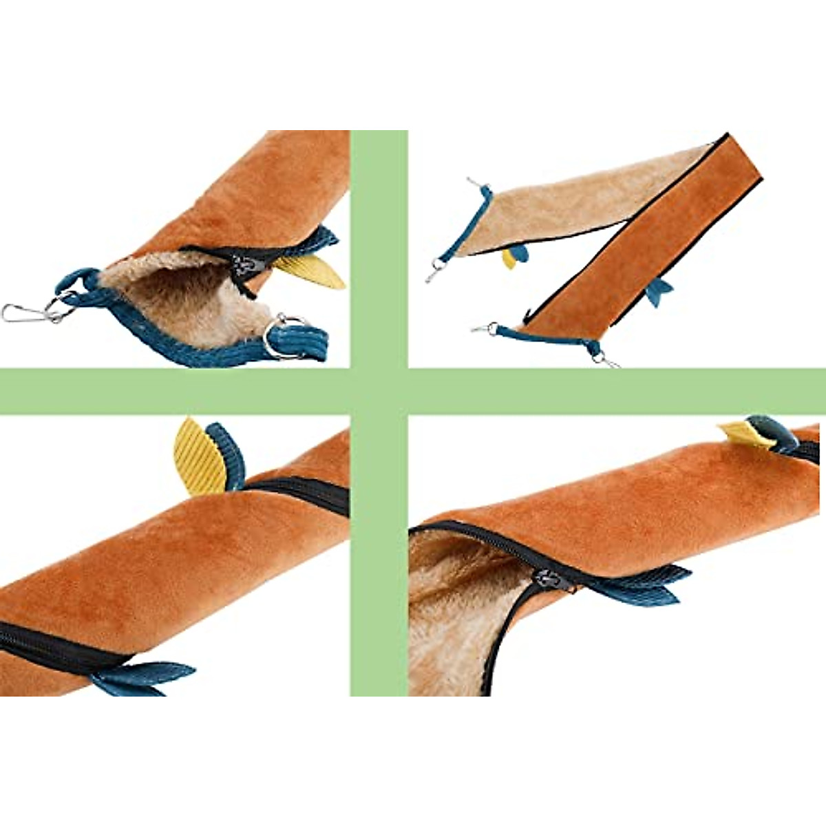 HYDDNice Hamster Hammock Cage Sugar Glider Hanging Fleece Bed Swing Bag Leaf Hanging Tunnel for Guinea Pig Hamster Squirrel