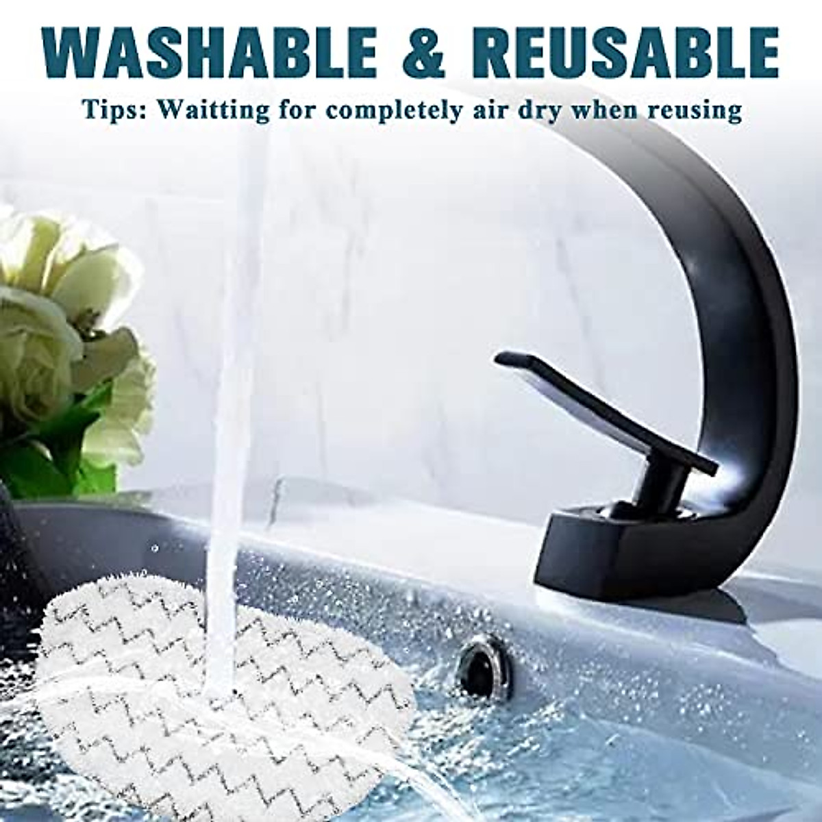 Steam Mop Pads Replacement for Bissell Powerfresh 1940 1440 1544 1806 2075 2685 Series, Replaces Part #19402 19404 19408 19409 1940A 1940F 1940Q 1940T 1940W B0006 B0017, 15441 15443 2181 2814, 6 Pack