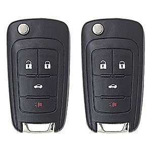 Keyless2Go Replacement for New Keyless Remote 4 Button Flip Car Key Fob for Equinox Verano Sonic and Other Vehicles That Use FCC OHT01060512 (2 Pack)