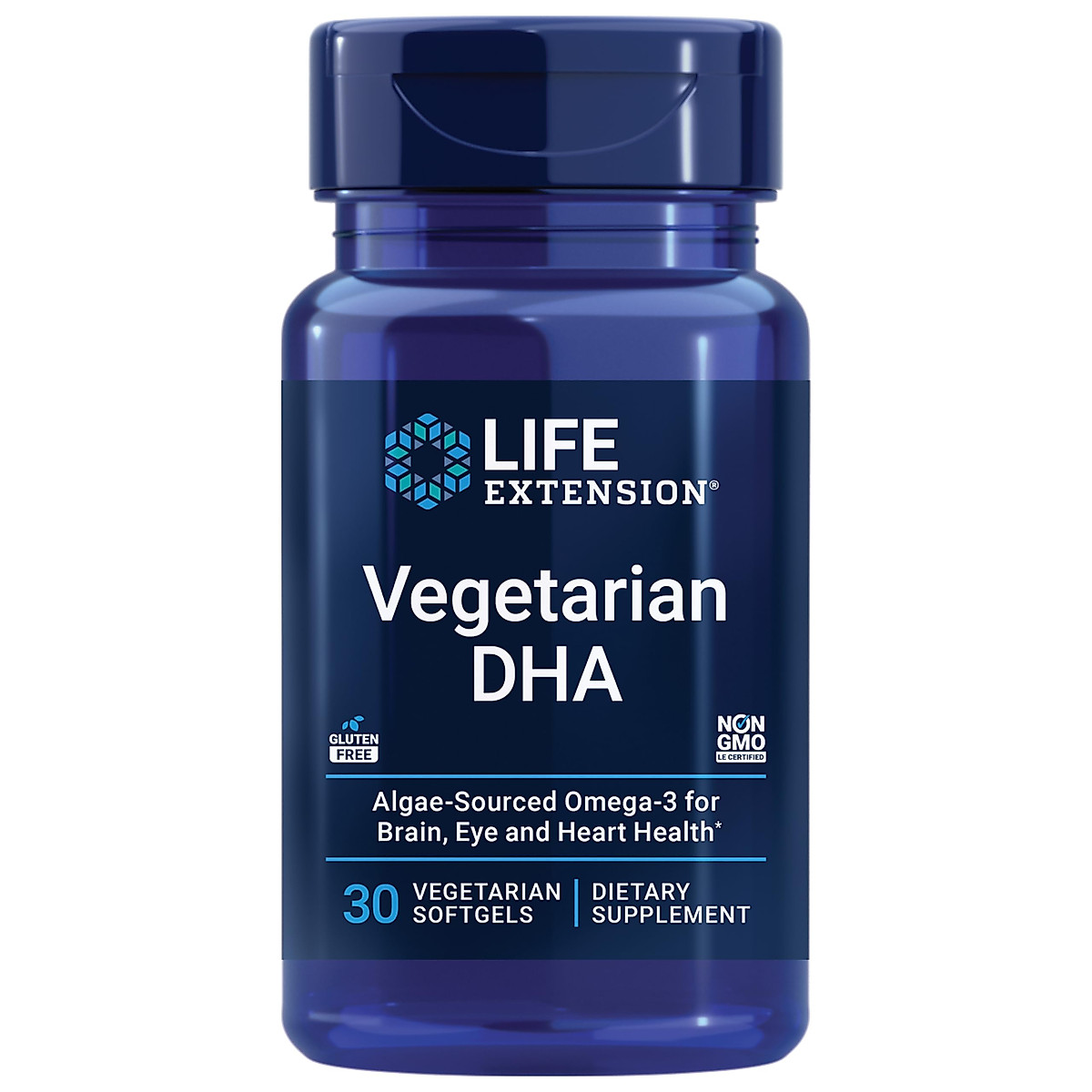 Life Extension Vegetarian DHA - Algae Plant based Omega3 Fatty Acid DHA Supplements for Eye, Brain & Heart Health Support for Adult and Kids - Gluten-Free, Vegetarian, Non-GMO - 30 Softgels