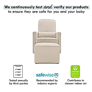 DaVinci Olive Upholstered Swivel Glider with Bonus Ottoman in Polyester Cream, Greenguard Gold & CertiPUR-US Certified