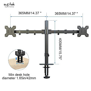 Suptek Dual LED LCD Monitor Desk Mount Heavy Duty Fully Adjustable Stand for 2 / Two Screens up to 27 inch