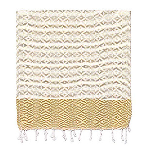 COCOTTON Boho Diamond Turkish Hand Towels Set of 2 | 100% Cotton 16 x 40 Inches | Decorative Bathroom Hand Hair Face Gym Yoga Dishcloth Tea Kitchen Light Weight Quick Dry Farmhouse Towel (Mustard)