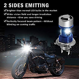 DZG H4 Motorcycle LED Headlight Bulb 9003 HB2 HS1 P43t 6500K High Low Beam Light Conversion Kit 2 Yr Warranty, 1 Pack