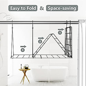 HAVEDAWN Hanging Drying Rack Clothing, Folding Laundry Rack Indoor, Space-Saving, Easy to Unfold & Fold Flat, Collapsible Clothes Drying Rack in Laundry Room for Towels, Baby Clothes, Lingerie, Black