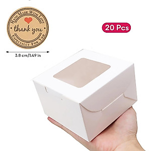 AISEY 4x4x2.5 Inches White Bakery Boxes with Window, Cookie Boxes, Mini Cake Boxes, Dessert, Pastry, Small Treat Boxes, 20 Pcs