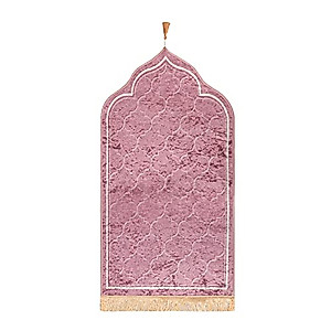 Muslim Prayer Rug Islamic Mat for Muslim Prayers Great Ramadan Gift for Muslim Men Women Portable Prayer Mat Rug Turkish Pocket Praying Rug Thick Large Padded Sajadah Muslim Prayer Rug Velvet Carpet
