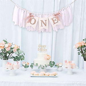 Rose Gold, Blush & White Highchair Banner - 1st Birthday Banner, One Highchair Banner, One Banner 1st Birthday, 1st Birthday Highchair Banner, 1st Birthday Party Decoration