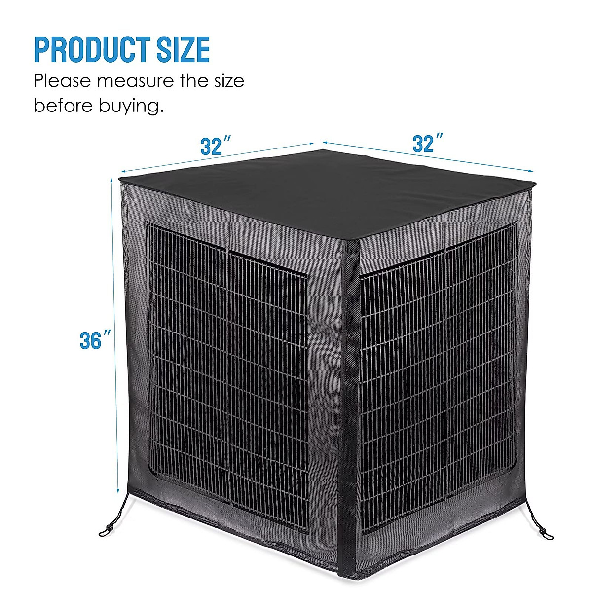 Joiish Air Conditioner Cover for Outside Units, 32'' x 32'' x 36" Full Mesh with 600D Detachable Waterproof Top, All Seasons Outdoor Central AC Protector Against Leaves, Weeds, Cottonwood and Debris