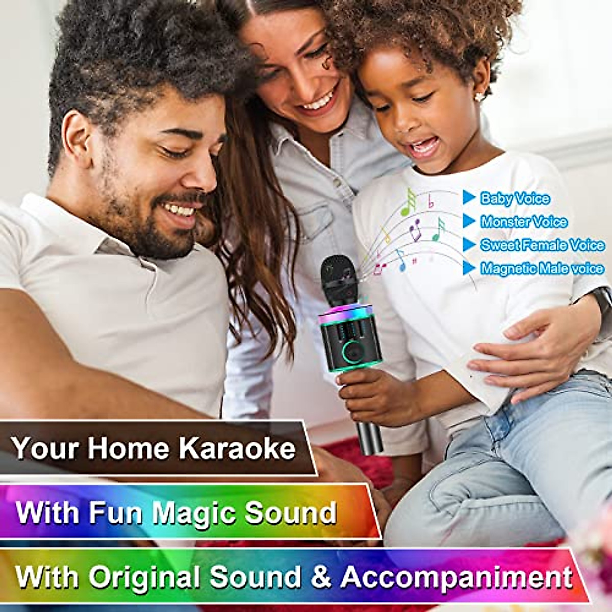 BONAOK Wireless Bluetooth Karaoke Microphone with LED Lights, Handheld Karaoke Machine with Magic Sing Recording for Kids Adults Gift Q31 (Green)