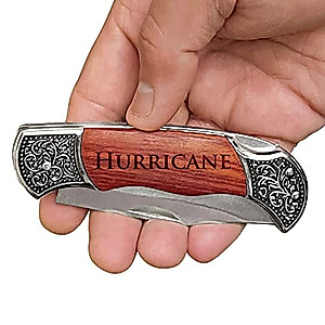 Krezy Case Engraved Pocket Knife, Brown Engraved Customized Pocket Knife, Folding Knife, Personalized Engraved Pocket Knife With Wooden Box